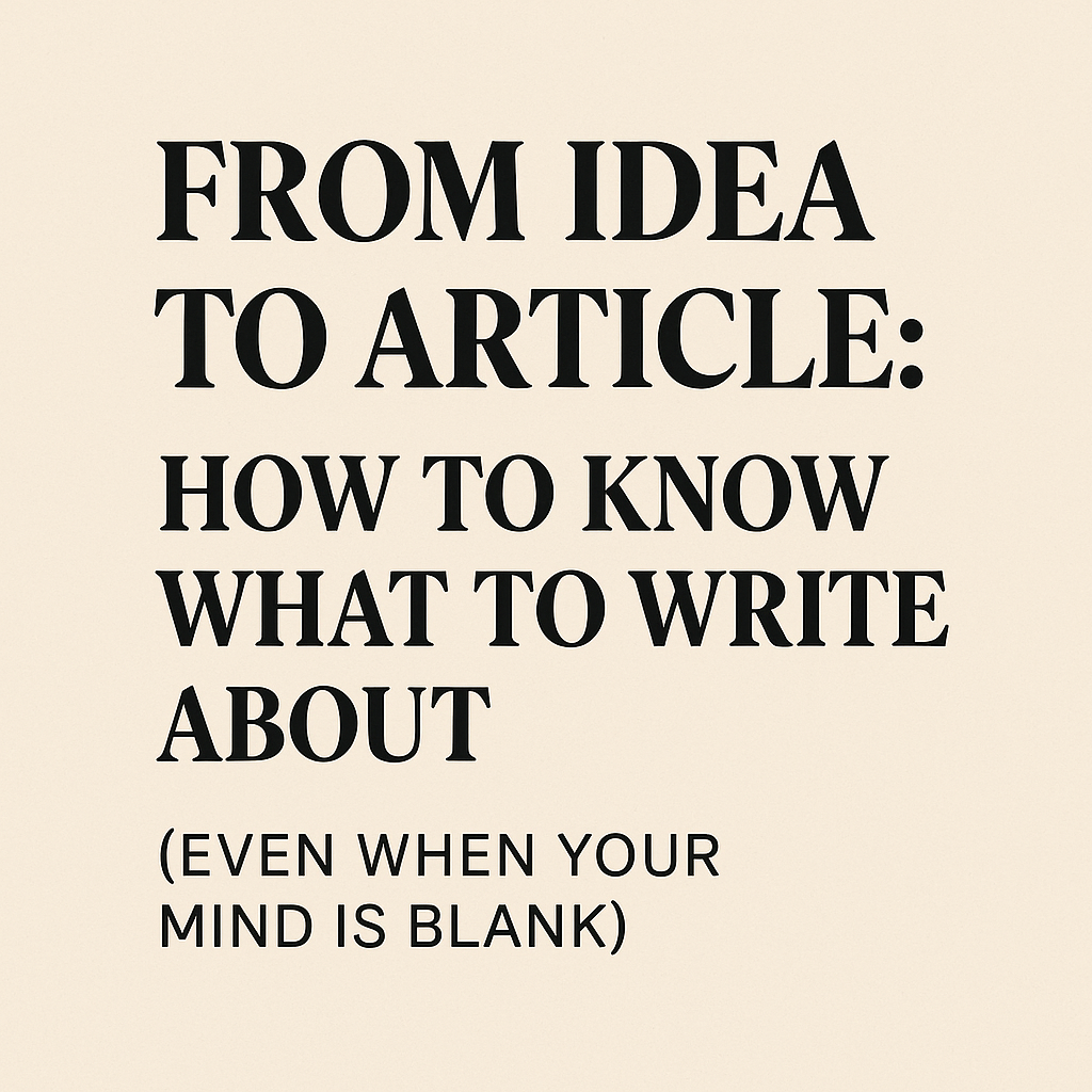 From Idea to Article: How to Know What to Write About (Even When Your ...