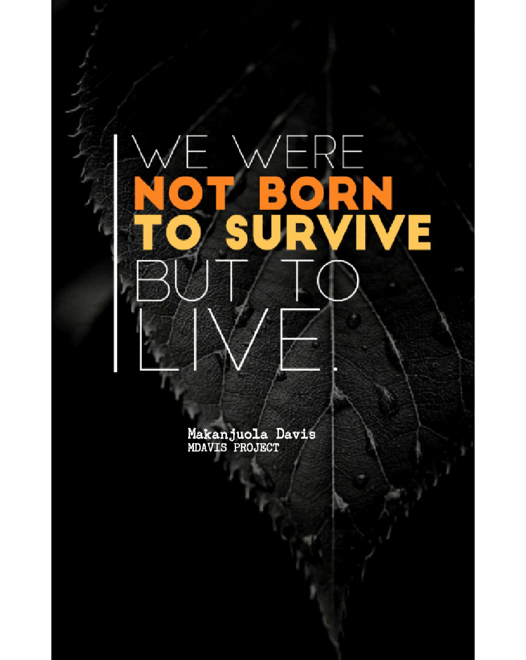 We were not born to survive but to live. - Makanjuola Davis - Medium