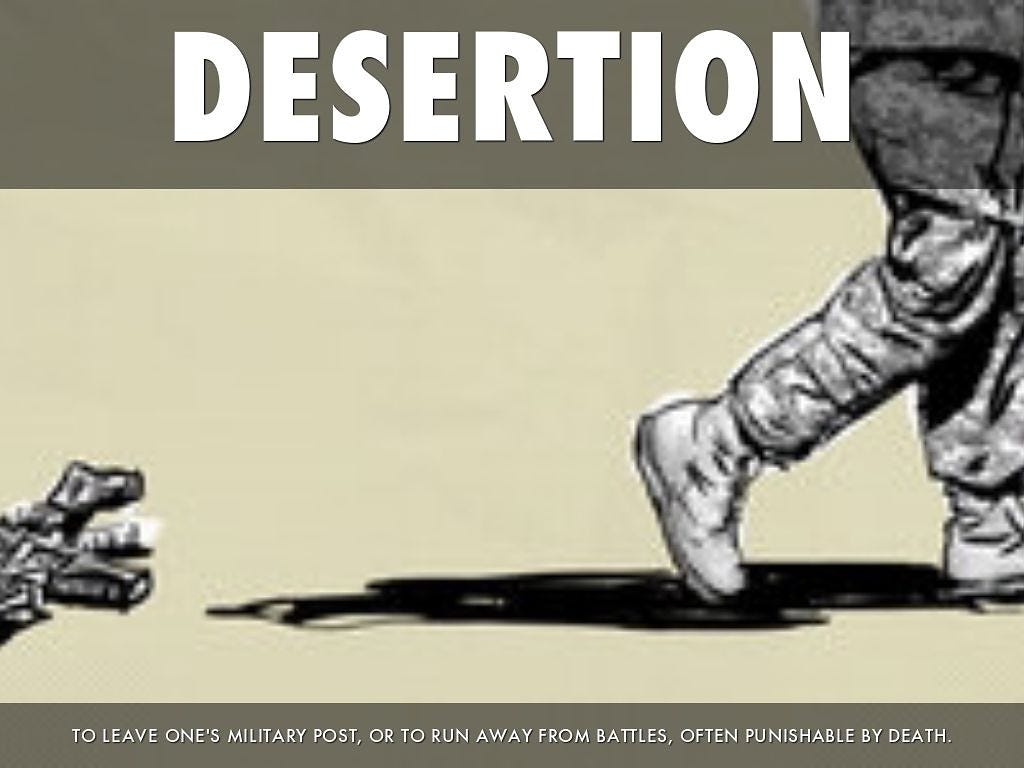 Don’t be a deserter. ••• I have a question for you: | by ...
