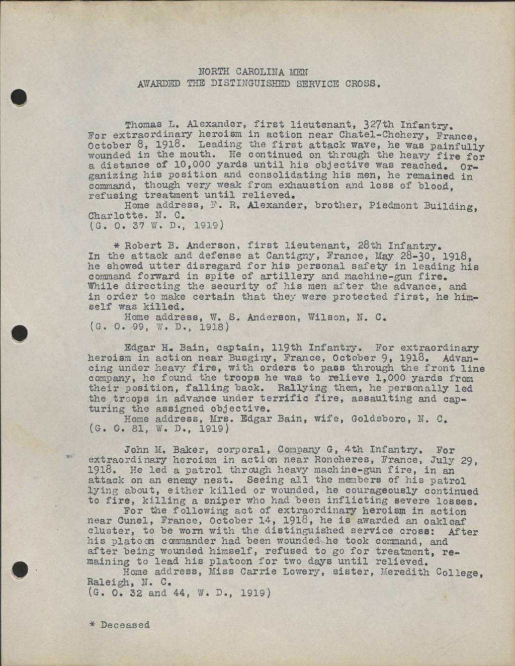 North Carolina WWI Distinguished Service Cross Awardees List | by ...