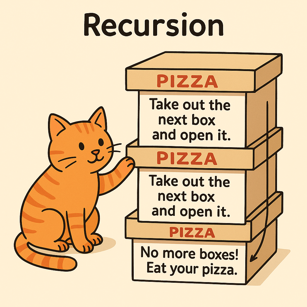 Demystifying Recursion: How I Taught It to My Cat Using Pizza Boxes | by Amogh Puranikmath | May ...