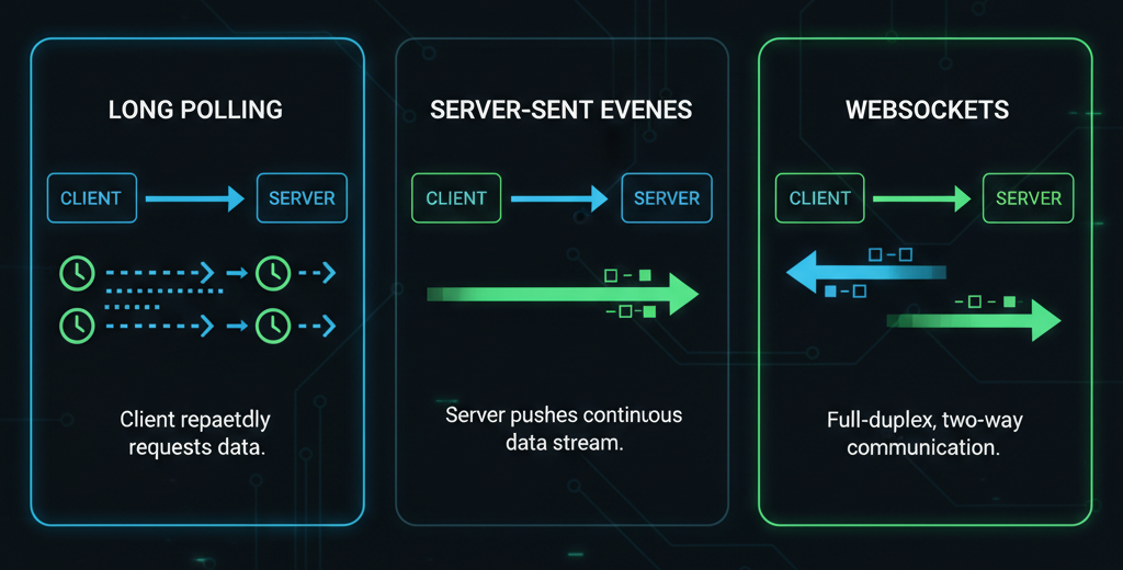 Real-Time Communication Mastery: Long Polling, Server-Sent Events, and WebSockets Explained 🚀 ...