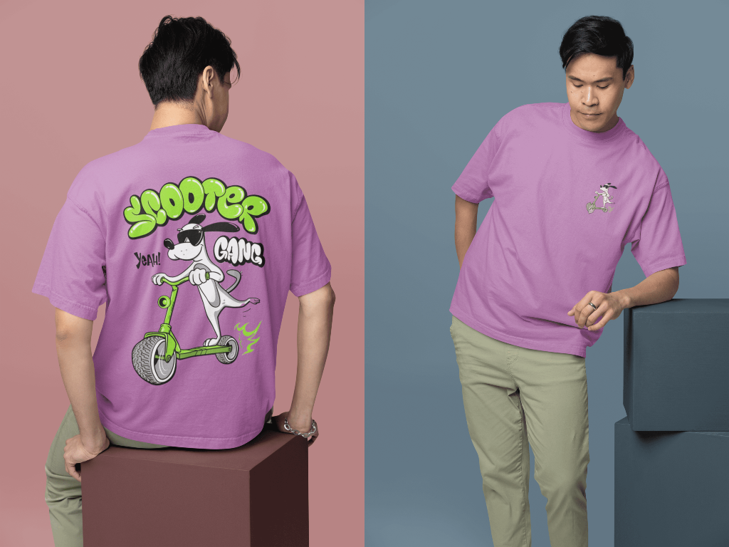 Nauticon Scooter Printed Men’s Oversize Cotton Tee T-Shirt /Lavender ...