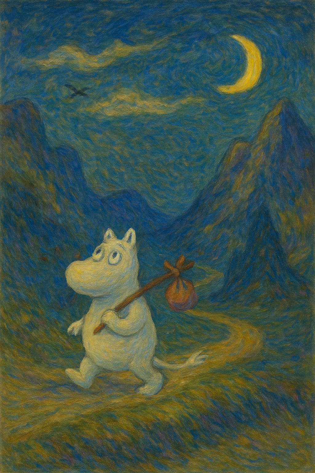 Muumi lähtee laaksosta. An AI-generated painting | by David Rosson | Linguistic Curiosities ...