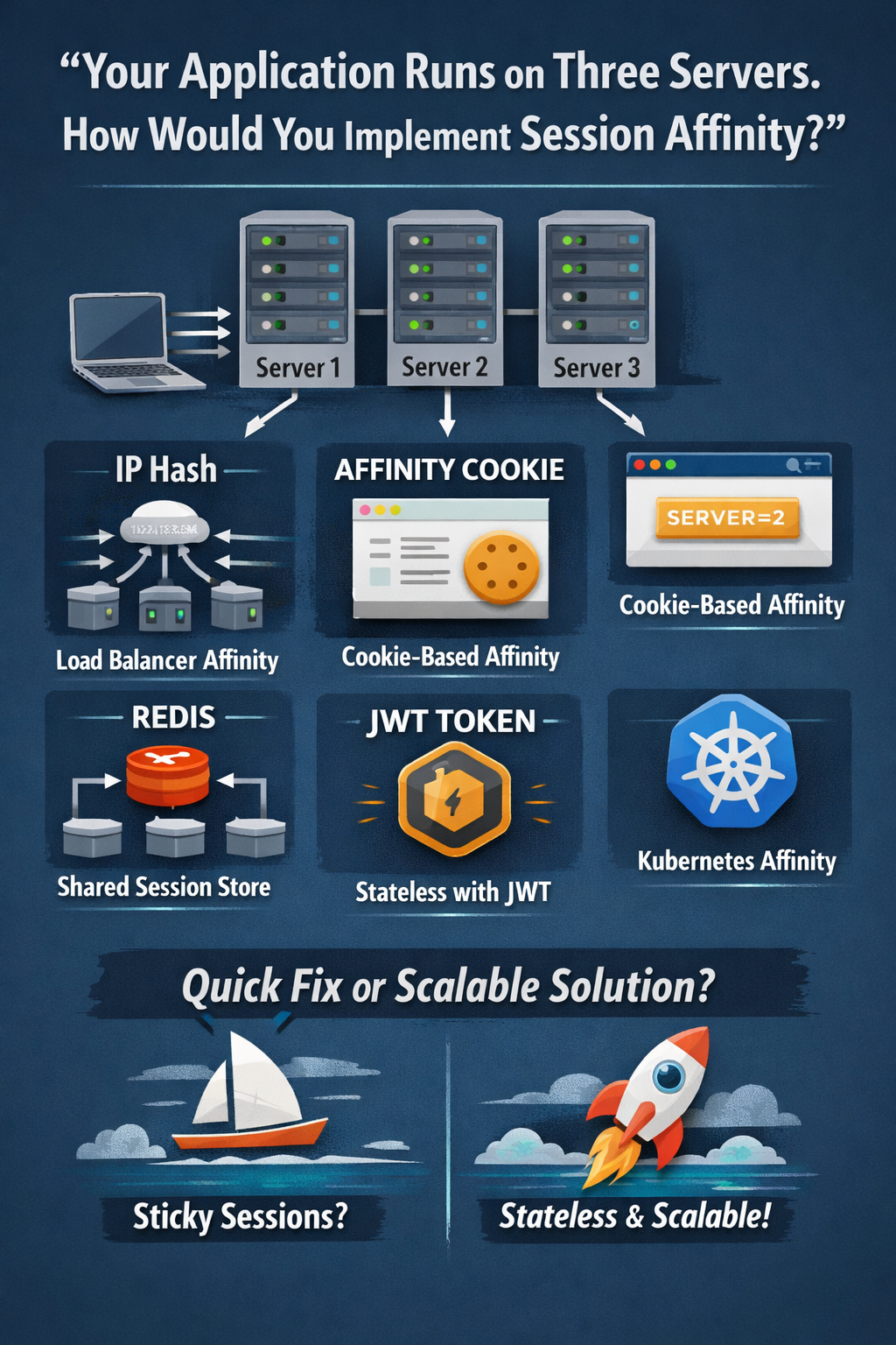 Your Application Runs on Three Servers. How Would You Implement Session ...