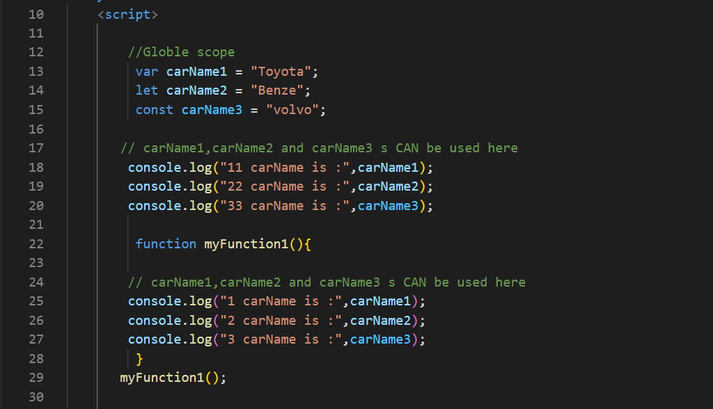 What is JavaScript Scope JavaScript has 3 types of scope: What is ...