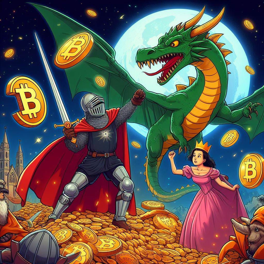 The Crypto Quest: Sir Arthur and the Dragon’s Bitcoin Hoard | by Obakeshopify | Mar, 2024 | Medium