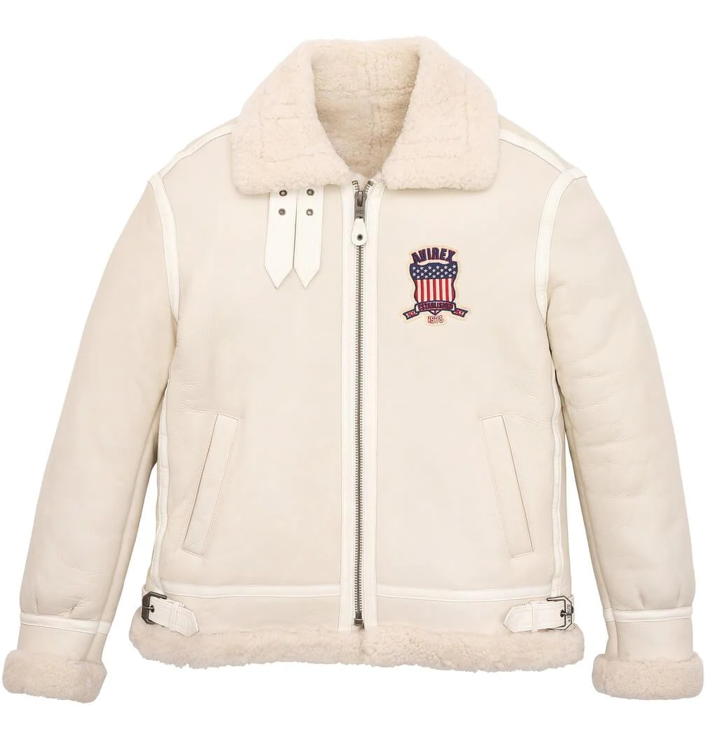 Avirex White Shearling Leather Jacket | by Motocollectionofficial | Mar ...