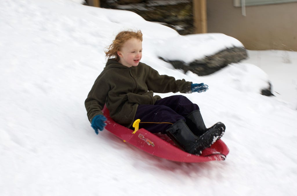 Ditch The Device — Grab A Sled. A giggling bunch of girls go sledding ...