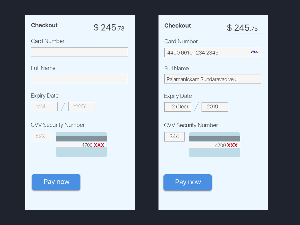 100 Day UI Challenge — Day 2. Simple credit card UI. Chose the mobile ...