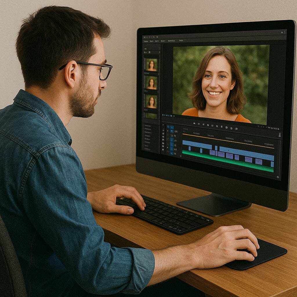 A Young Man Editing Scenic Travel Video on a Desktop - Insaffarm - Medium
