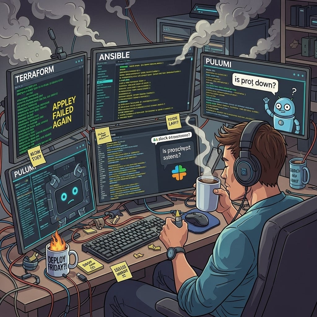 Terraform, Ansible, Pulumi? The DevOps tooling stack that didn’t burn me out | by | Level Up Coding