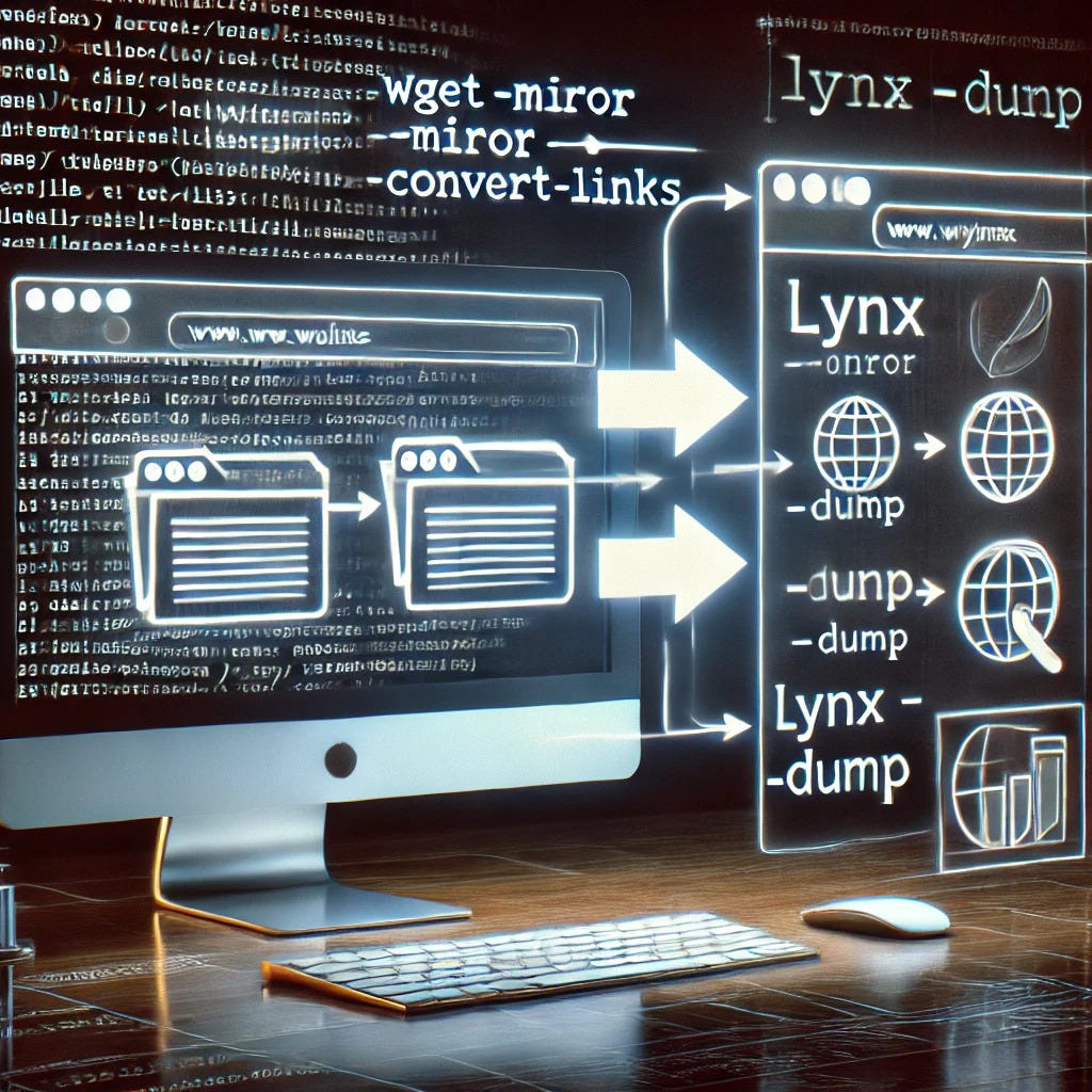 Efficient Web Page Archiving And Text Conversion Using `wget` And `lynx
