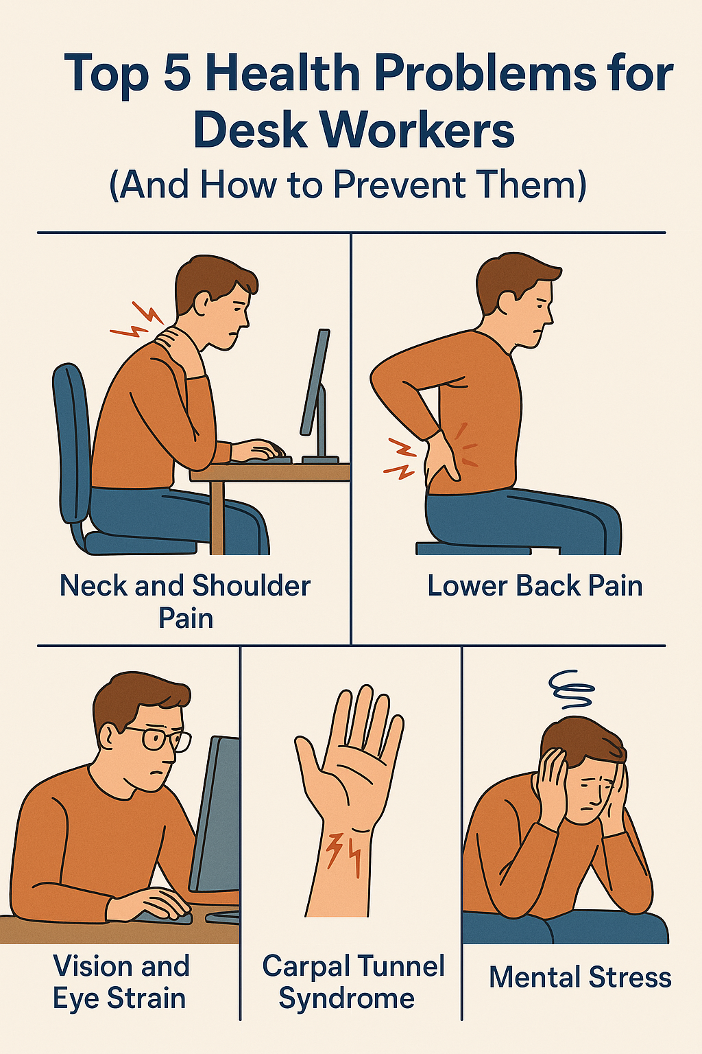 Top 5 Health Problems for Desk Workers and How to Prevent Them | by ...