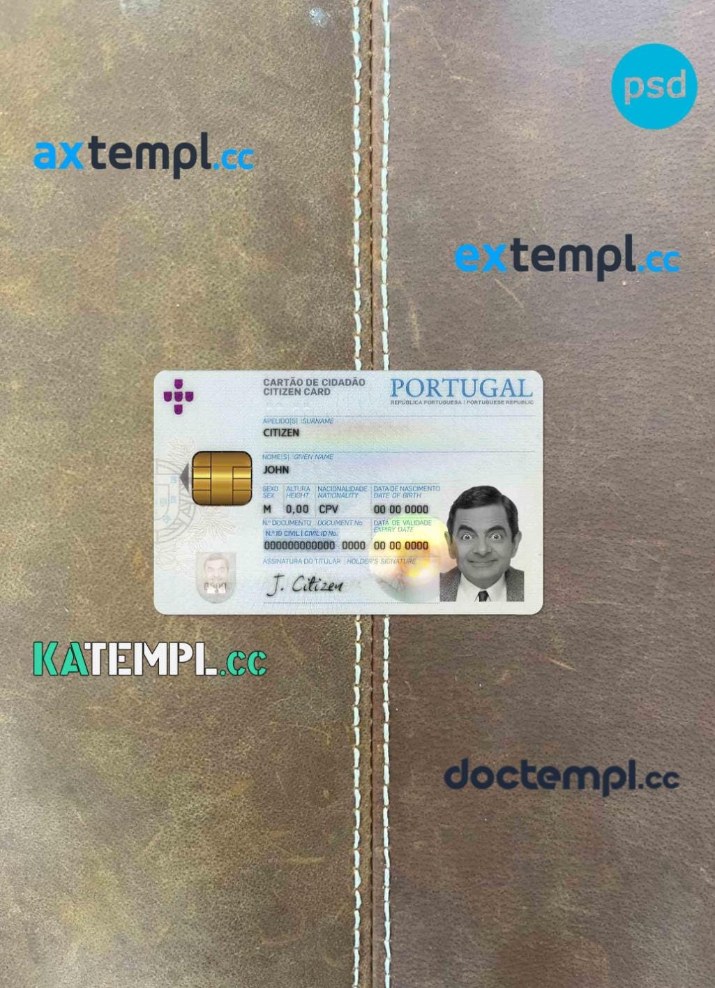 Portugal ID card editable PSDs, scan and photo-realistic snapshot, 2 in ...