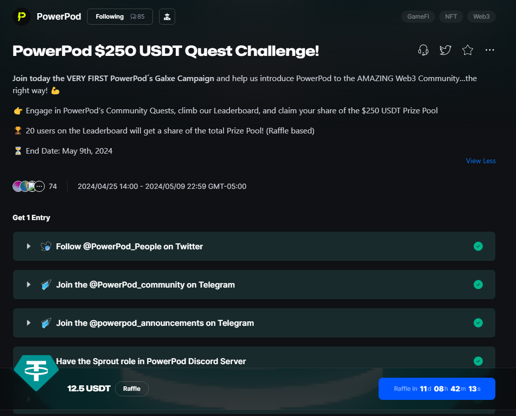 $PPD Powerpod first GALXE campaign live | by DegenDaily | Medium