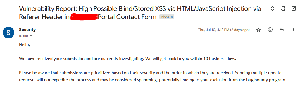 Blind/Stored XSS via Referer Header Injection in Company Portal Contact Form | by Mustafa Adam ...