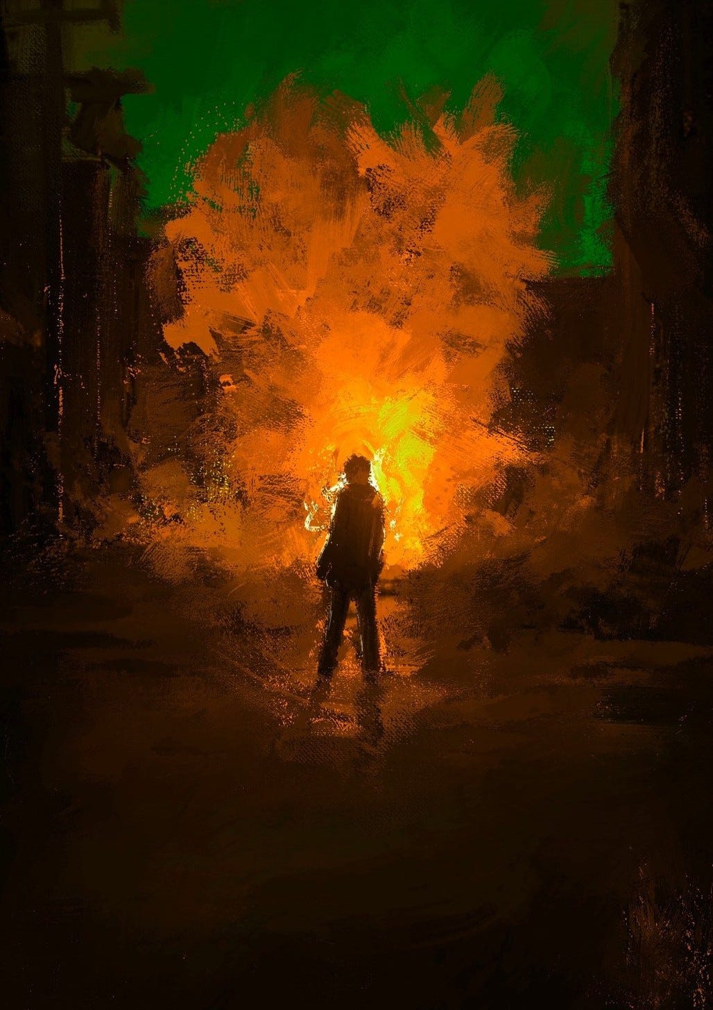 “I kicked the man in the fire”. Man in front of flames. | by Blue Moons ...