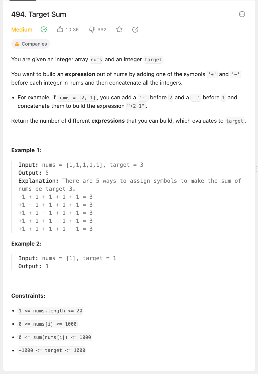 494. Target Sum. Let’s first understand the question: | by Benson Mboci | Oct, 2023 | Medium