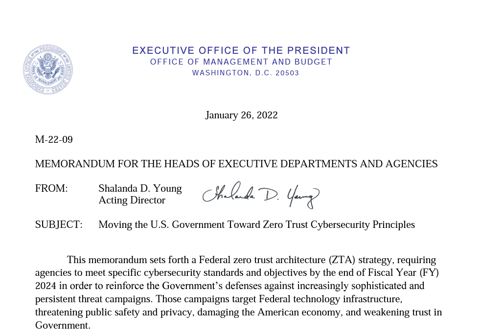 Summary of the January 2022 Memo on Federal Zero Trust Strategy | by ...