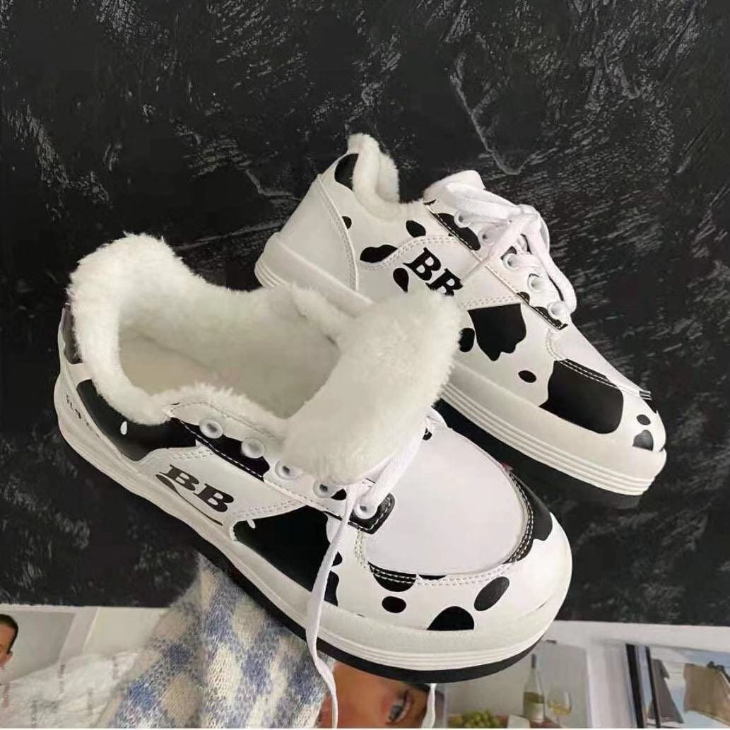 Cow Print Shoes — Cow Print Sneakers Plush Zapatillas Mujer Women Shoes ...