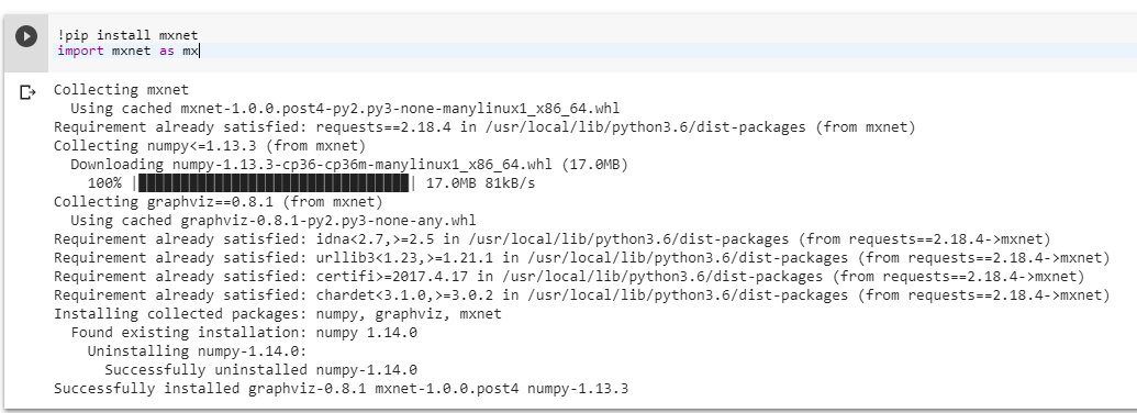Installing MxNet on Google Colab. I succeeded in installing MxNet but ...