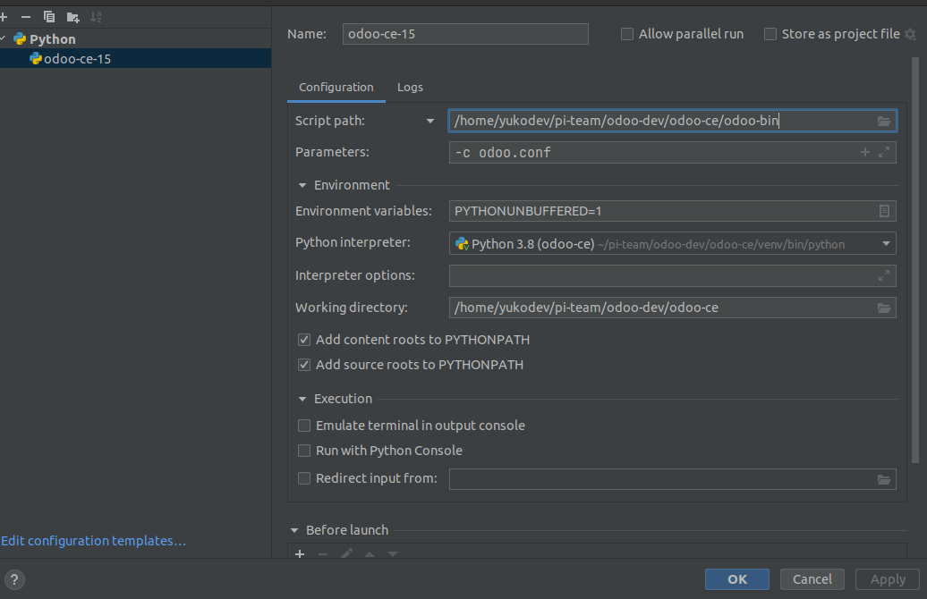 Multi-version Odoo installation and configuration in PyCharm (odoo-10 ...