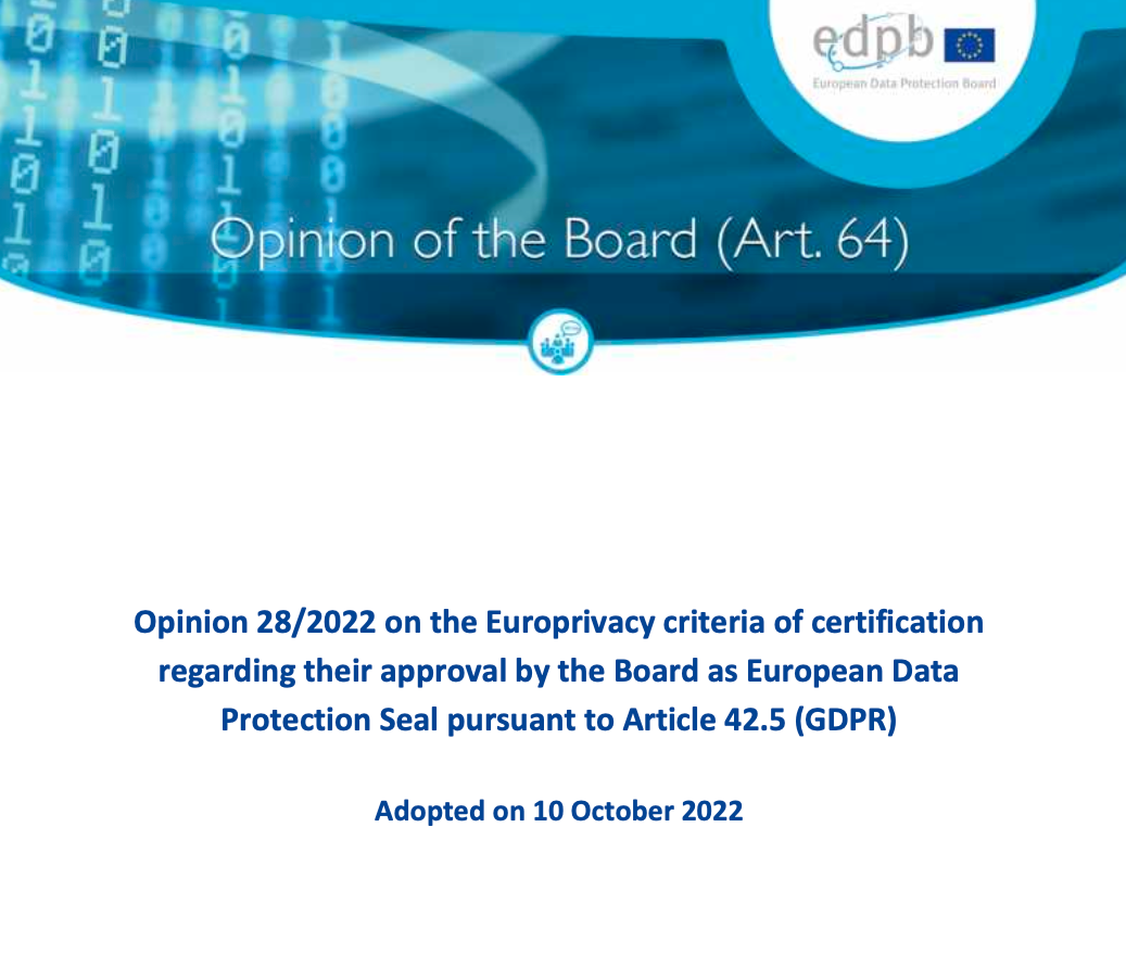 First “European Privacy Certificate” approved by EDPB (10.10.2022) | by Yagmur Sahin | DataBulls ...