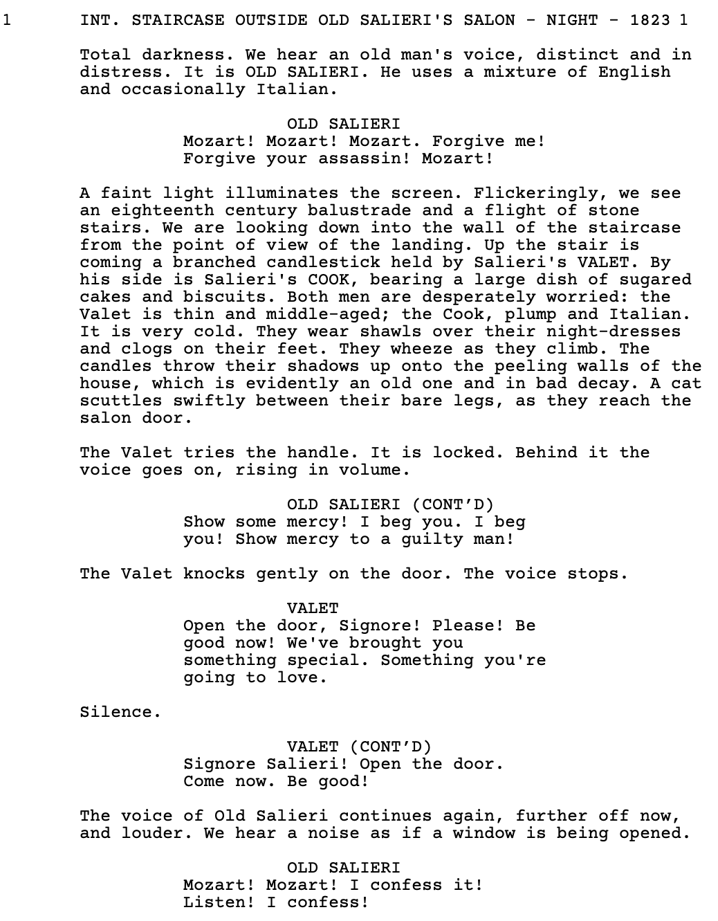 Page One: “Amadeus” (1984). Screenplay by Peter Shaffer, based on… | by ...
