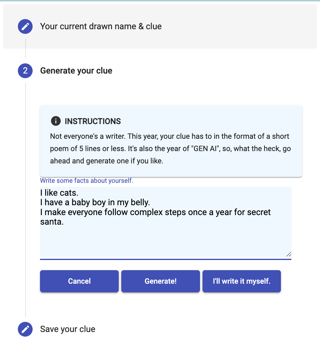 How I built my super cool, Gen AI-powered, 2023 “who’s my santa?” clues ...