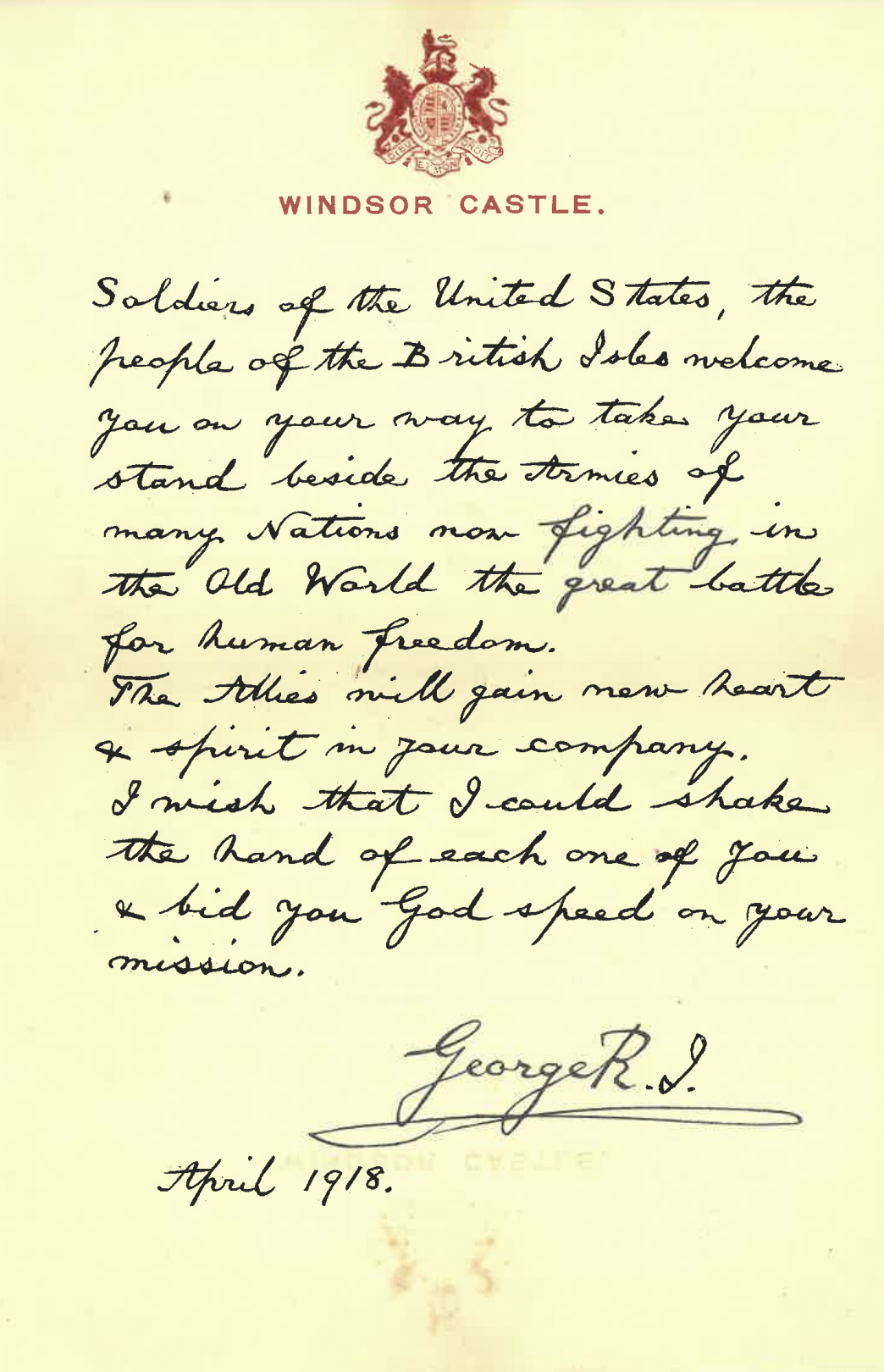 The day the King of the United Kingdom wrote to an American soldier ...