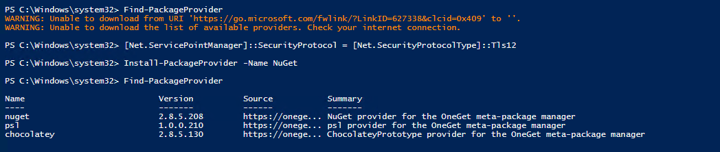 Get Powershell Nuget To Install Modules If It Complains Its Offline Set A Better Tls Cipher 8325