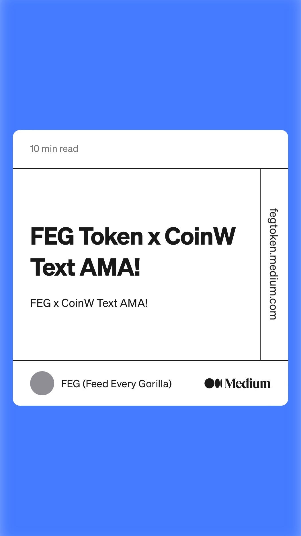 FEG x CoinW Text AMA! | by FEG (Feed Every Gorilla) | Nov, 2023 | Medium