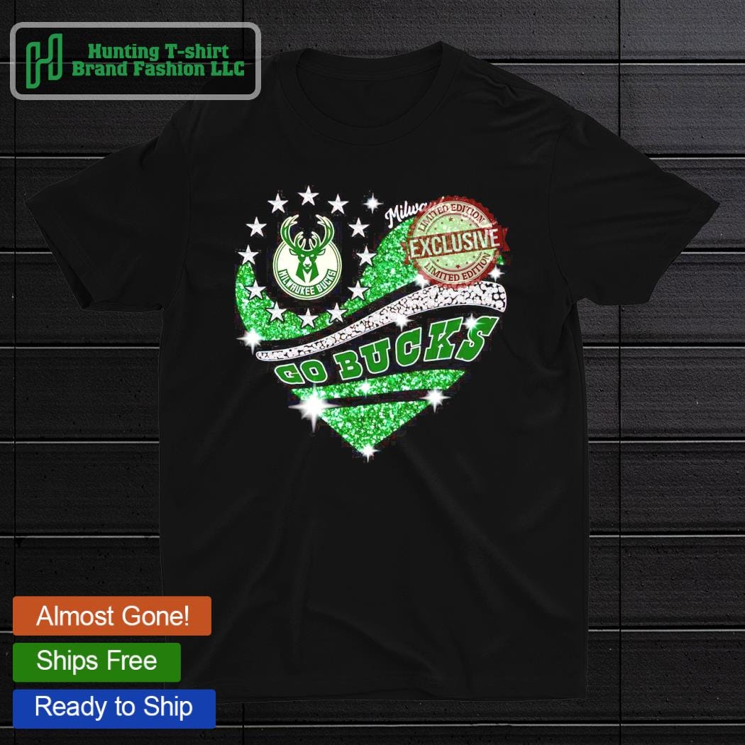 Milwaukee Bucks go Bucks heart Diamond shirt - huntingt-shirtbrand - Medium