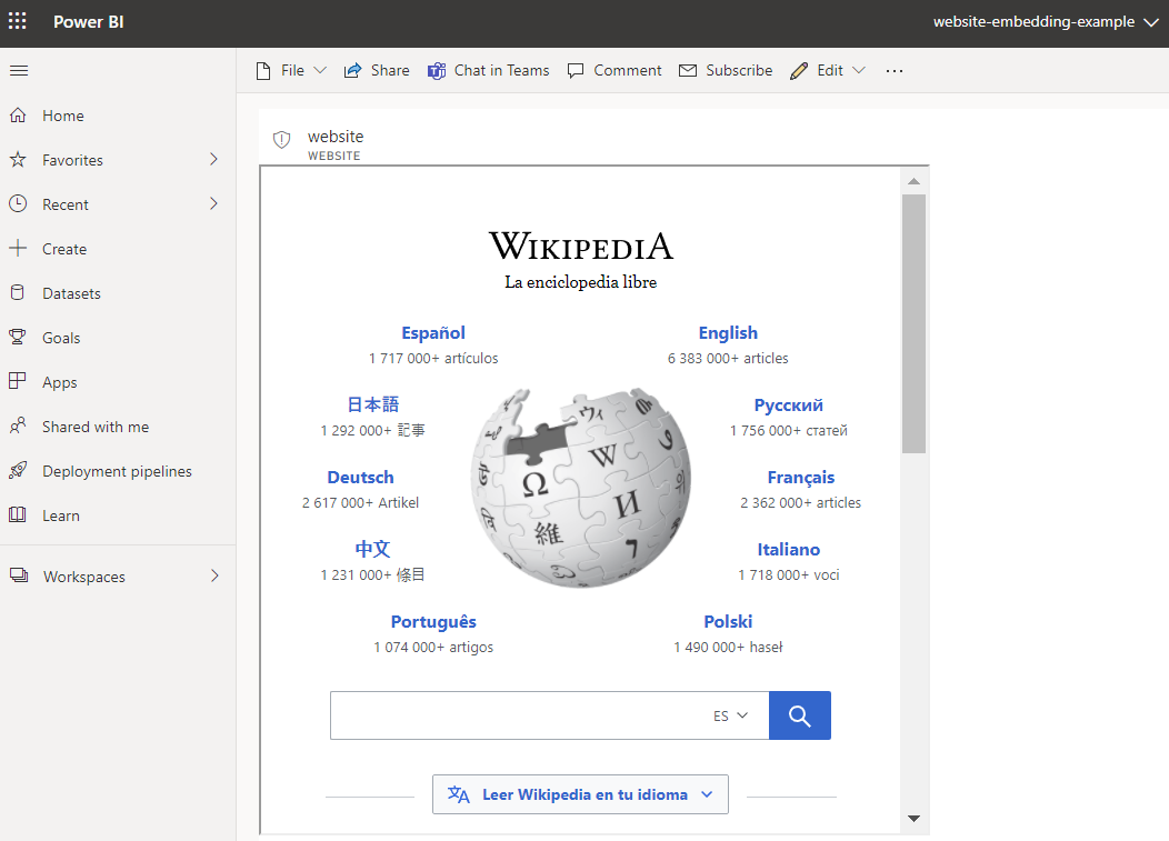 How to include web content (from an url) into a Power Bi Dashboard ...