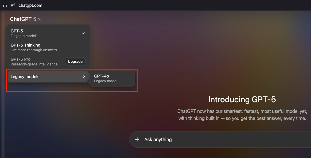 GPT-5, how to get old models back in ChatGPT? | by Woyera | Medium