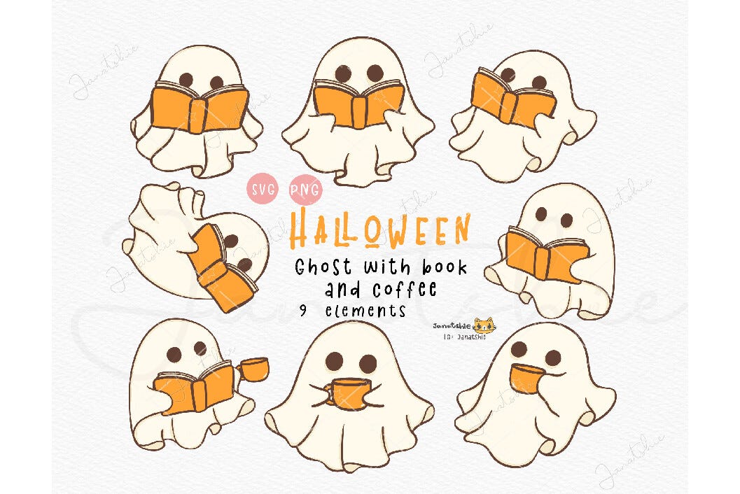 Cute Halloween Ghost with Book Cliparts | by Bytebelle | Jul, 2024 | Medium