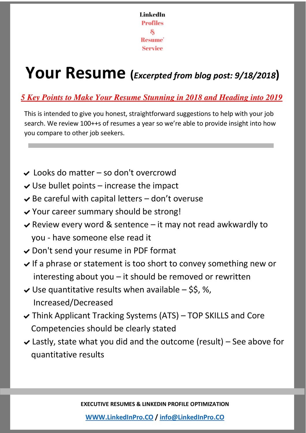 5 Key Points to Make Your Resume Stunning in 2018 and Heading into 2019 ...