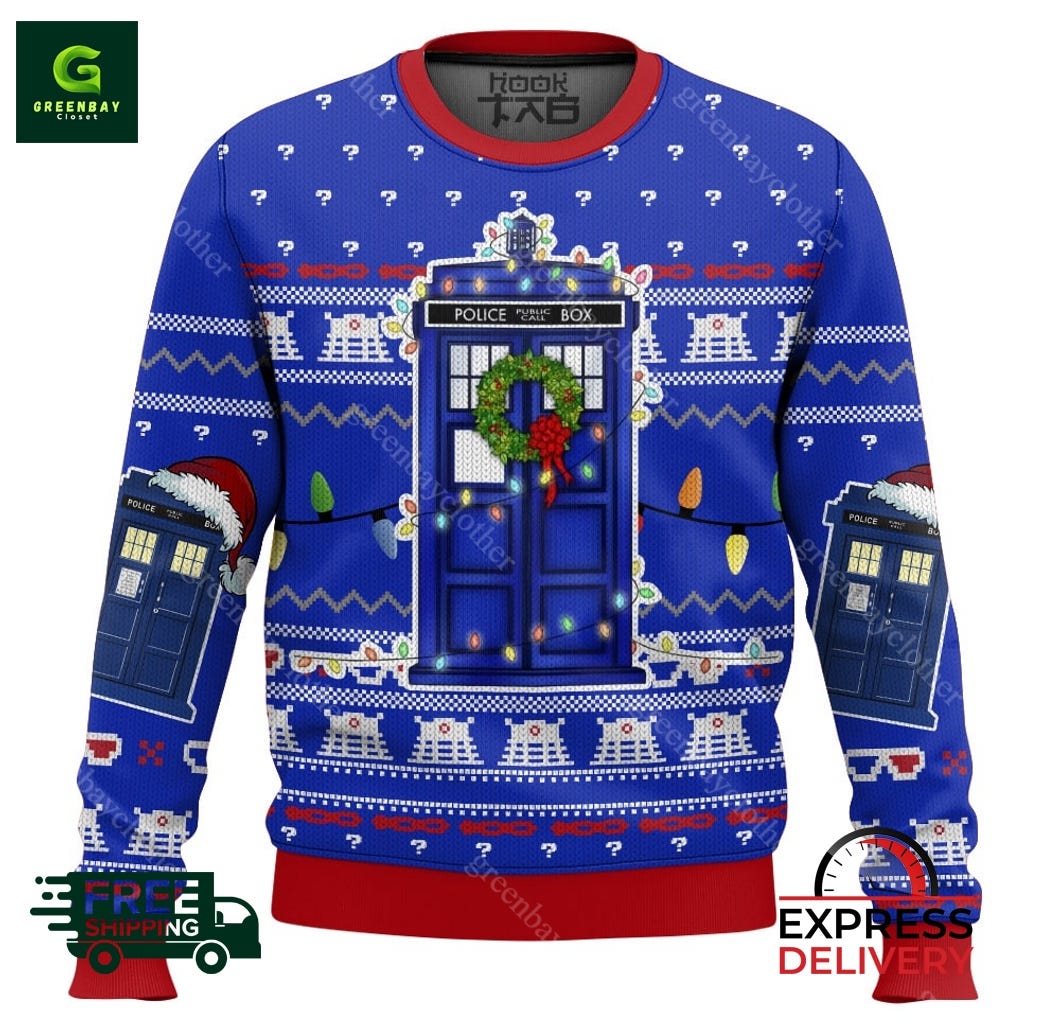 Travel Through Time with the Doctor Who Tardis Ugly Christmas Sweater ...