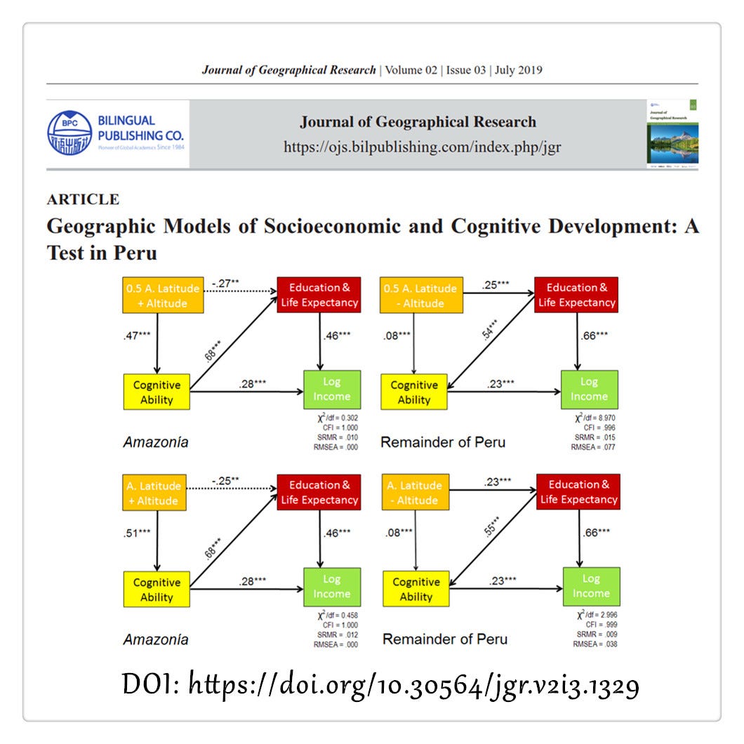 Geographic Models of Socioeconomic and Cognitive Development: A Test in ...