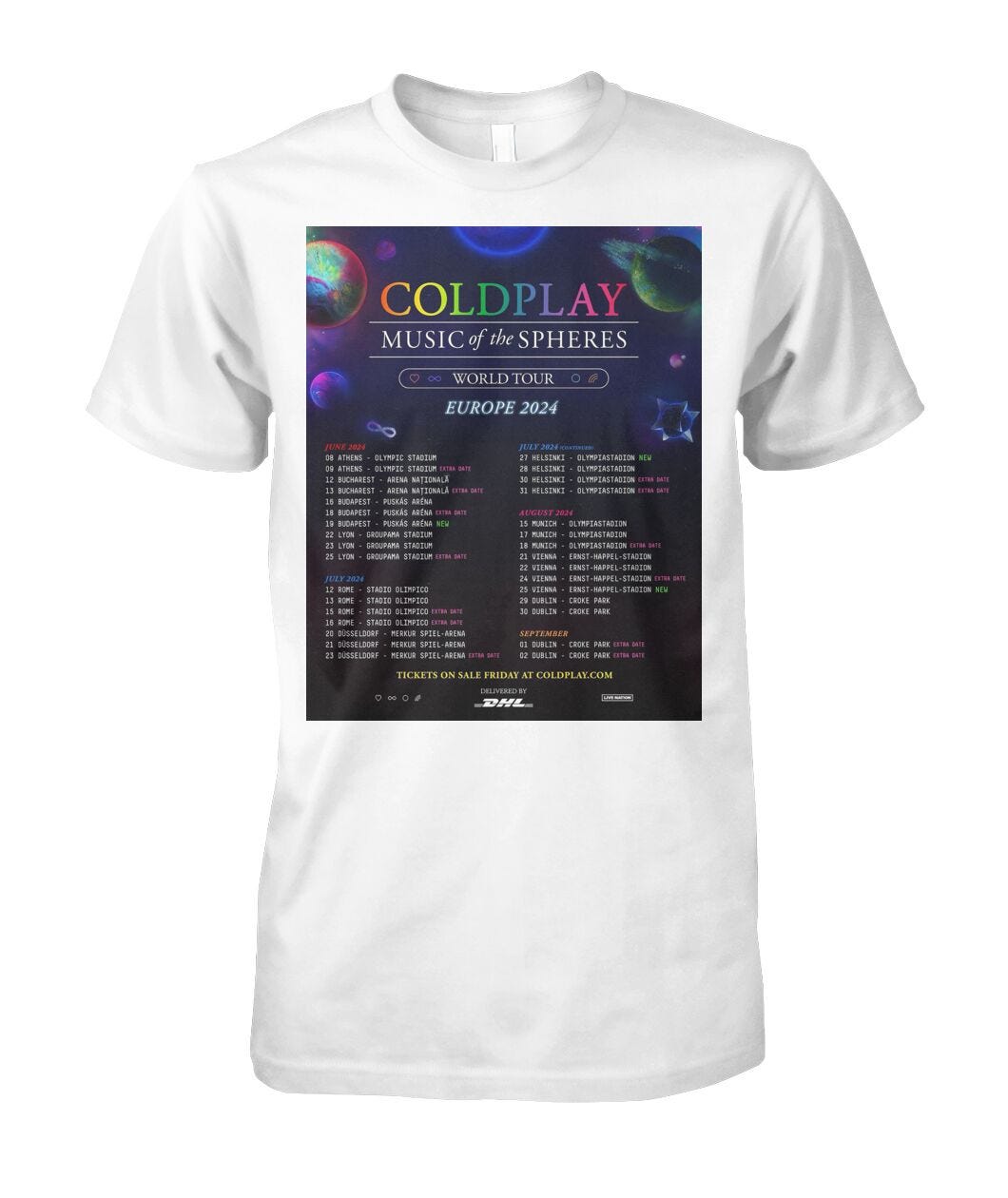 Coldplay Music of the Spheres World Tour 2024 Shirt | Medium