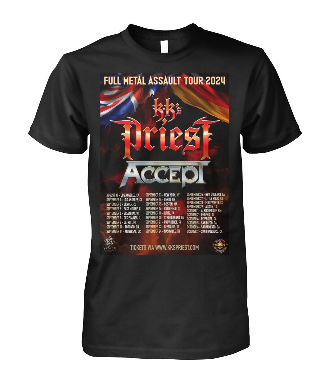 KK Priest Accept Full Metal Assault Tour 2024 Shirt | Medium