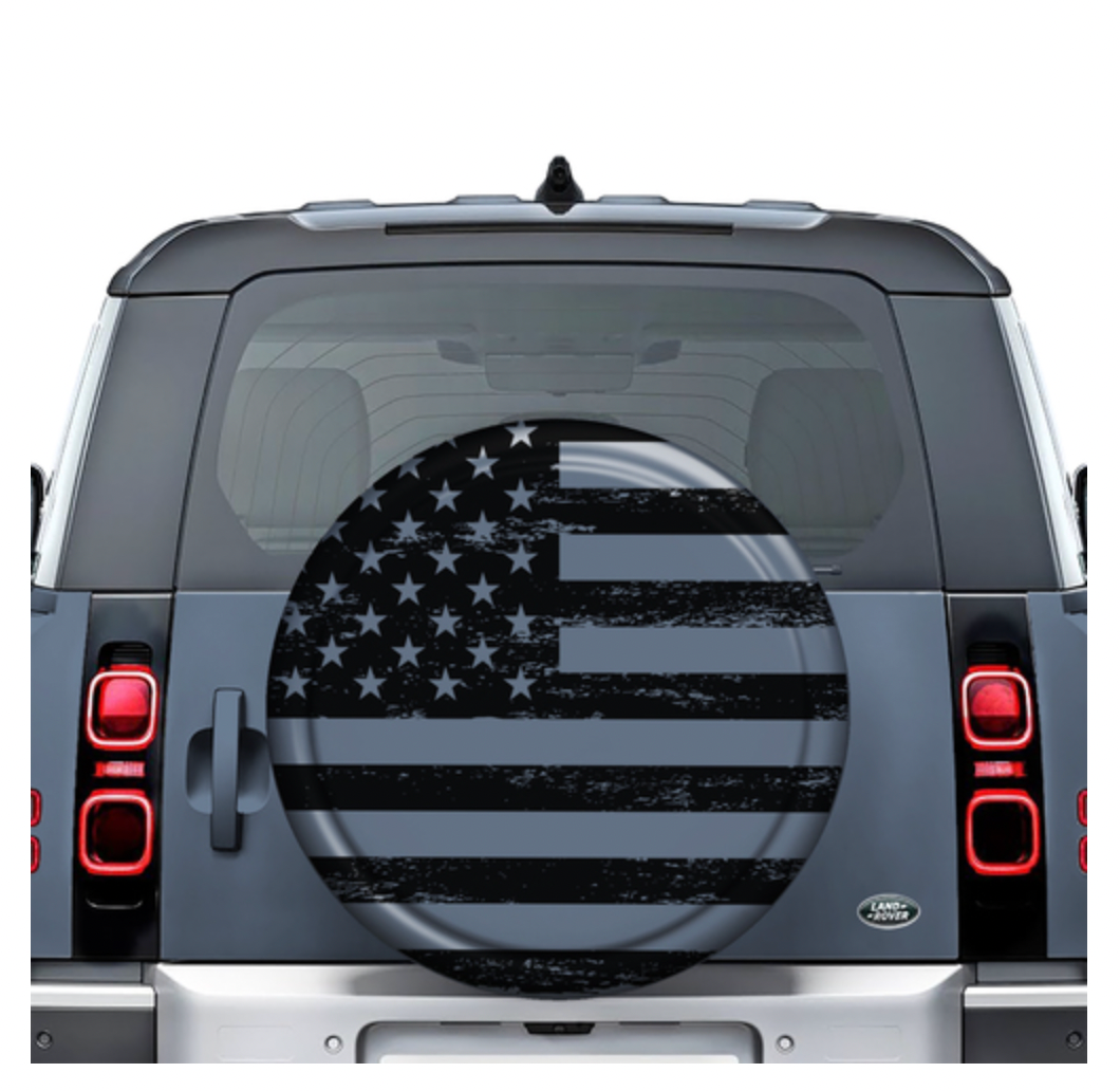 Boomerang — Color Matched Rigid Tire Cover — Distressed American Flag ...