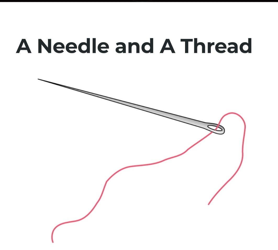 A thread and needle are indispensable tools in the art of sewing ...