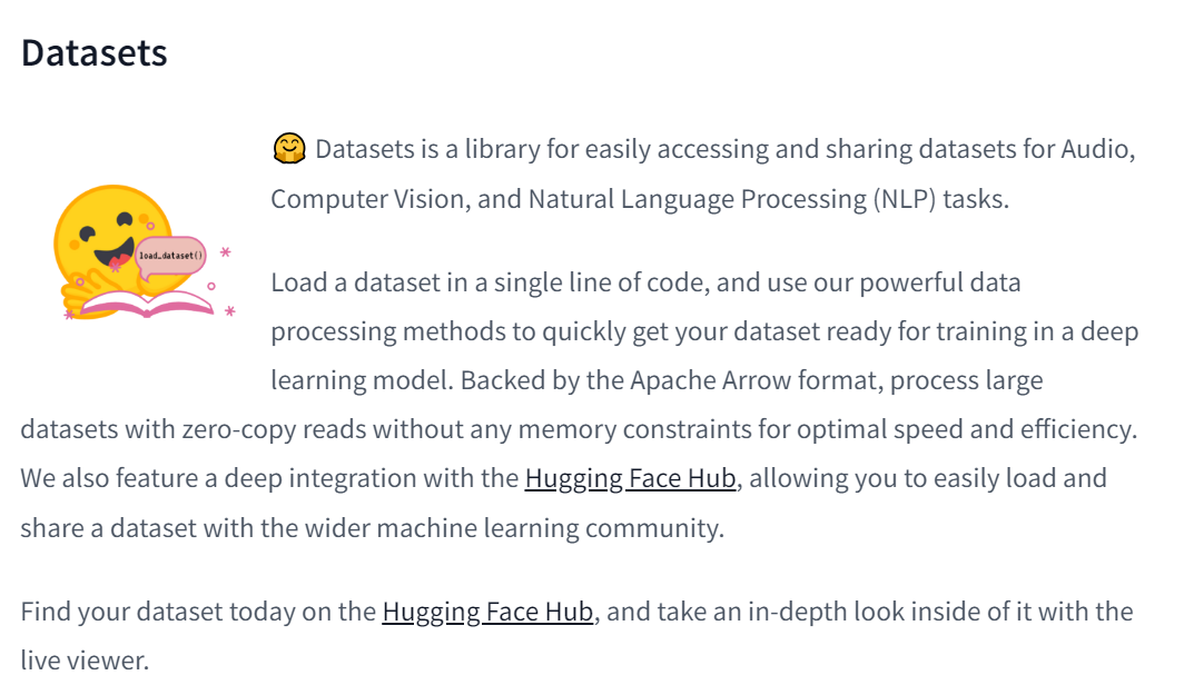huggingface🤗 datasets 라이브러리 다루기. 데이터 사이언스 분야에서도 데이터를 잘 정제하고 원하는 shape으로… | by Lyan | Medium