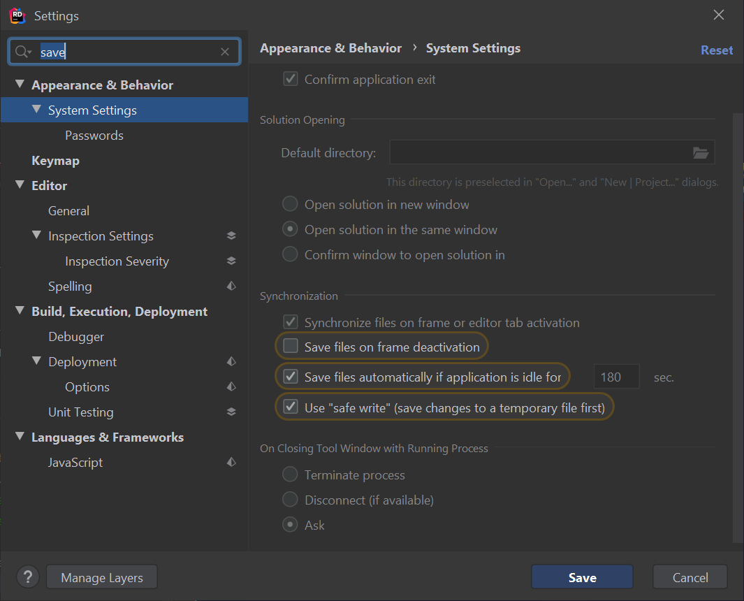 Comment: Deactivating auto-save in Rider | by Jashan Chittesh | Medium