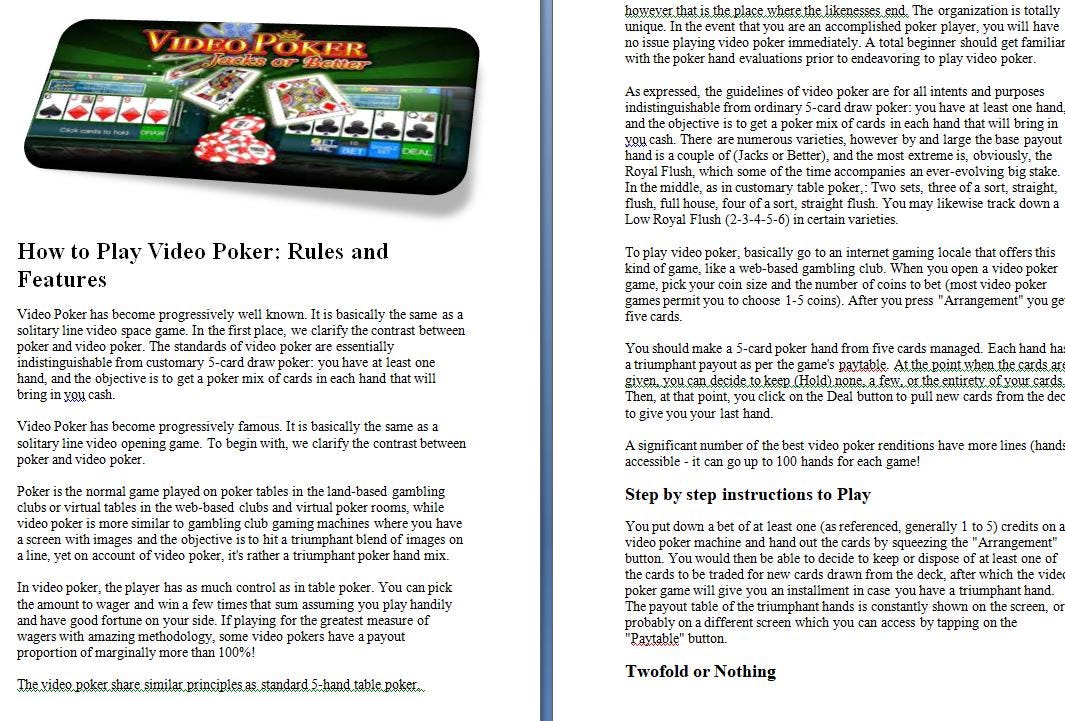 How to Play Video Poker: Rules and Features - Websolution Outlook Pak ...