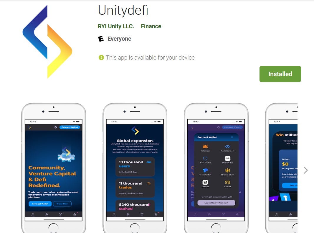 Unitydefi Has Gone Mobile. We strive the be the best in part of a… | by RYI Unitydefi | Medium