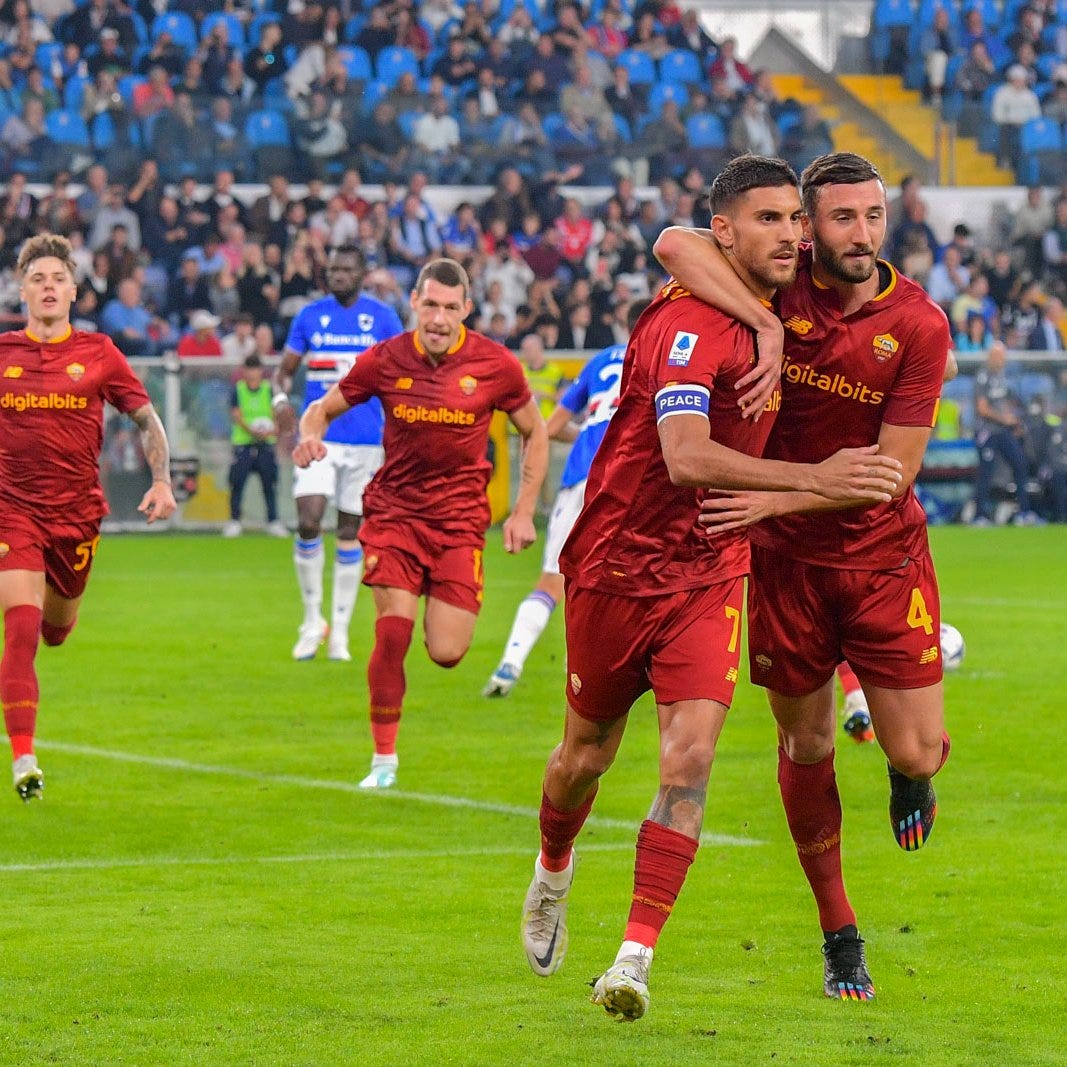 Captain Pellegrini converts from the spot Roma’s wall of defense does ...