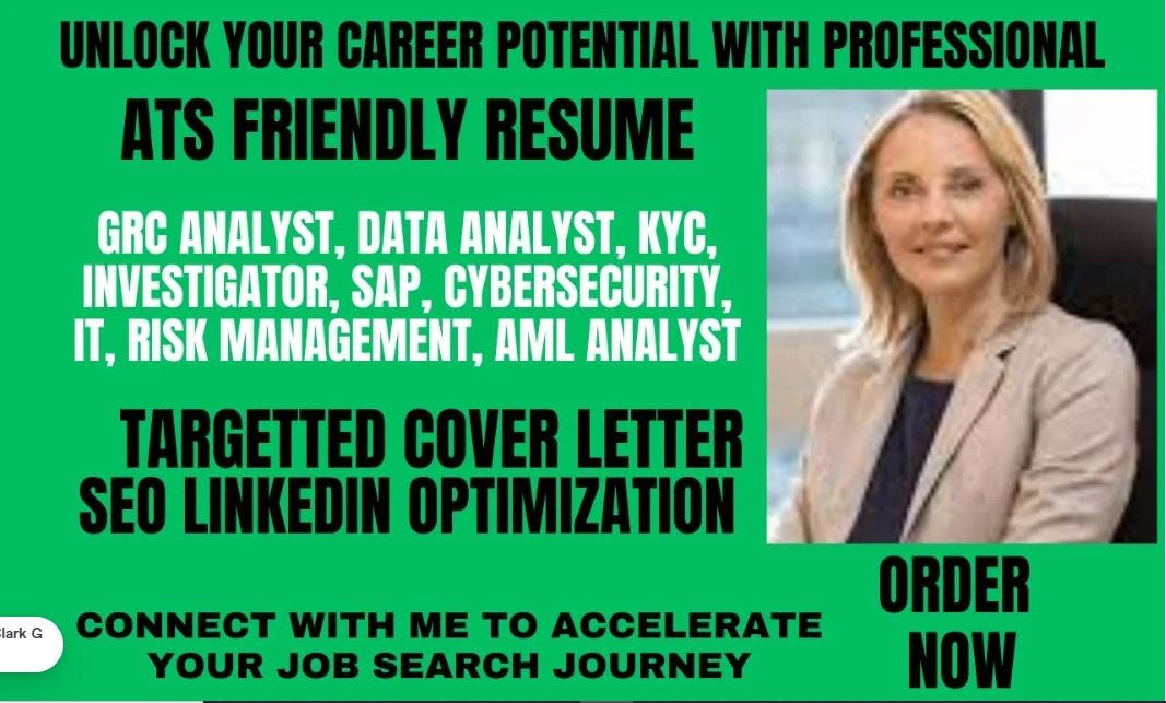 I will craft ats resume for grc cybersecurity data analyst aml analyst ...